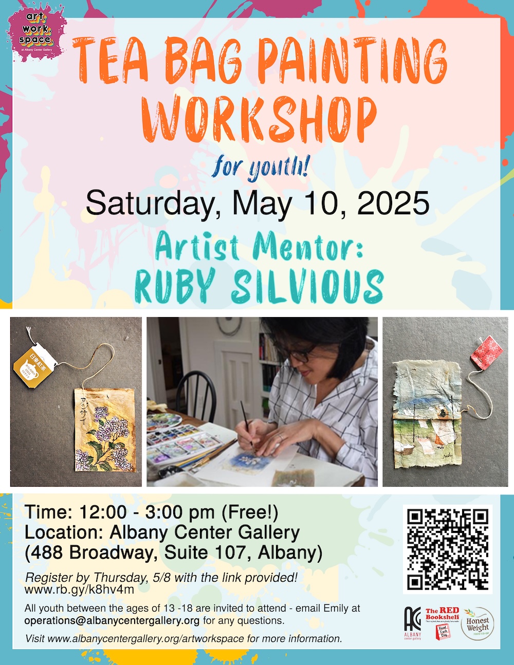 May 10, 2025 Art.Work.Space. Tea Bag Painting Workshop with RUBY SILVIOUS | Albany Center Gallery
